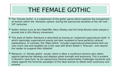Jane Eyre - the Female Gothic | Teaching Resources
