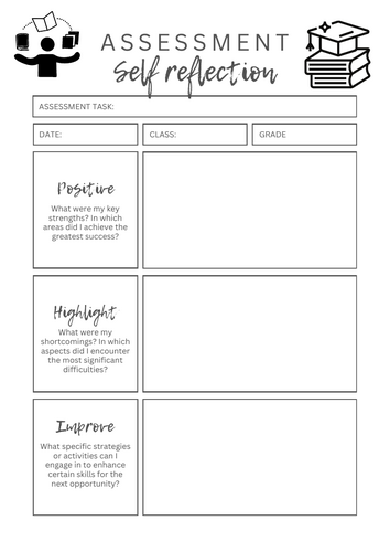 Assessment Feedback Self Reflection Worksheet i | Teaching Resources