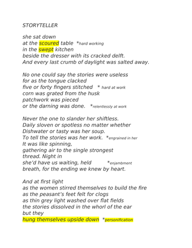 Liz Lockhead "Storyteller" iGCSE ENGLISH LITERATURE poetry analysis ...