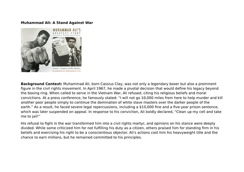 Muhammad Ali: Engaging Worksheet with Bio and pictures | Teaching Resources