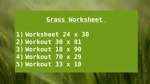 GRASS WORKSHEET 17 | Teaching Resources
