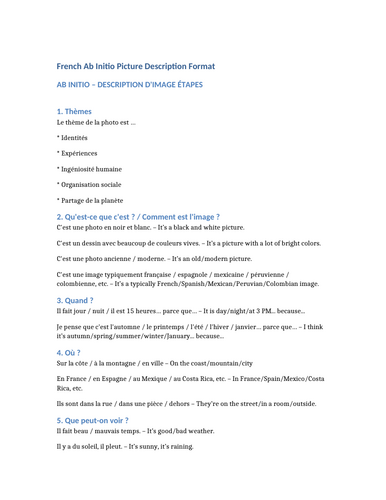 FRENCH AB INITIO ORAL | Teaching Resources