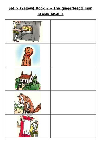 RWI Set 5 (Yellow) Book 4 - The gingerbread man resources | Teaching ...