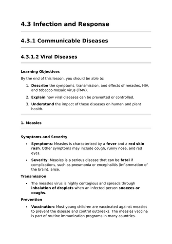 Viral Diseases - Lesson for GCSE Biology | Teaching Resources