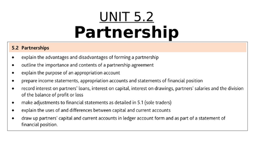 Igcse Accounting Unit 5 2 Partnership Accounting Teaching Resources
