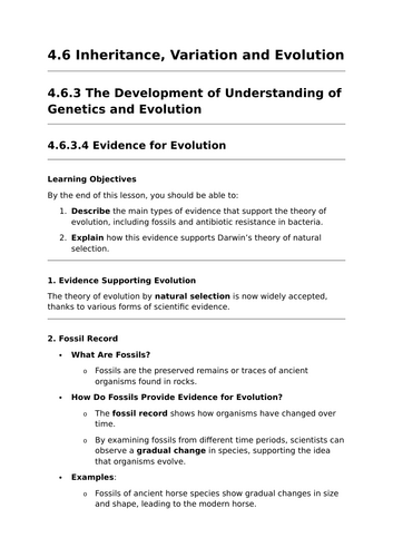 Evidence for Evolution - GCSE Biology Lesson | Teaching Resources