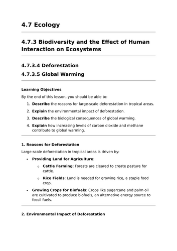 Deforestation and Global Warming - GCSE Biology Lesson | Teaching Resources