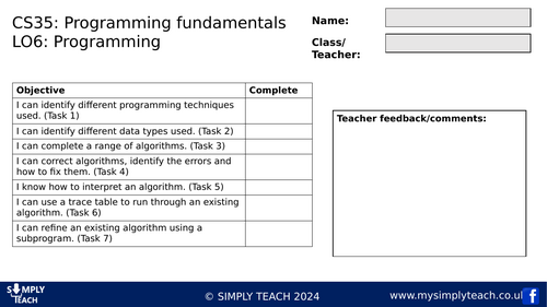 GCSE CS - L35 Workbook (Programming fundamentals) | Teaching Resources GCSE CS - L35 Workbook (Programming fundamentals) | Teaching Resources