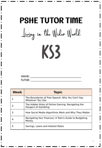PHSE- KS3- Guided Reading Booklet- Living in the Wider World | Teaching ...