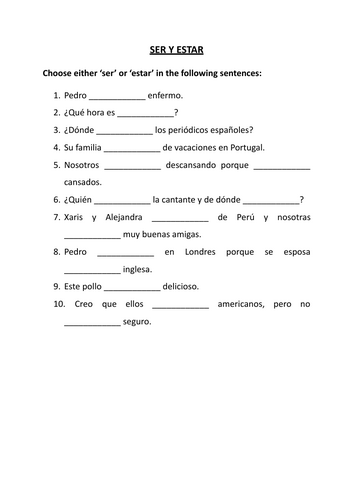 Ser y Estar | Teaching Resources