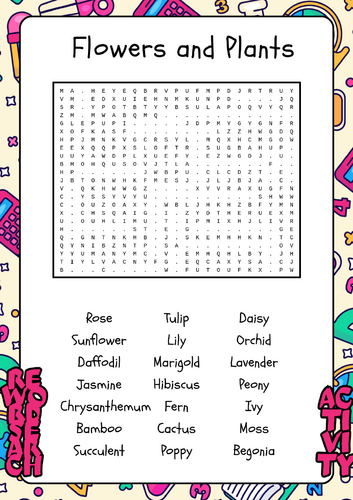 Flowers and Plants - Reverse Word Search No Prep Activity Printable ...