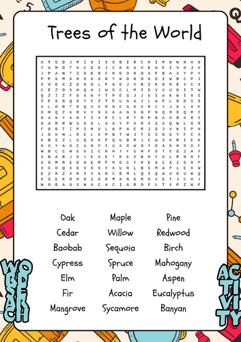 Trees of the World - Word Search No Prep Activity Printable Worksheet ...