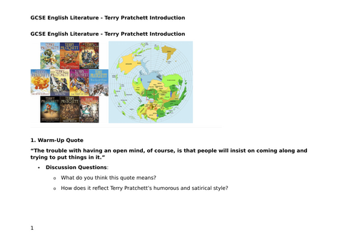 GCSE English Literature - Terry Pratchett Introduction | Teaching Resources