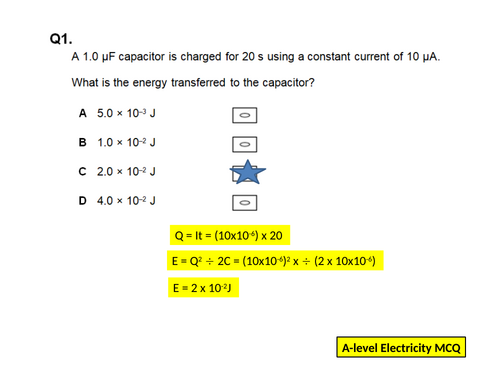 Electricity MCQnAs - A-level | Teaching Resources