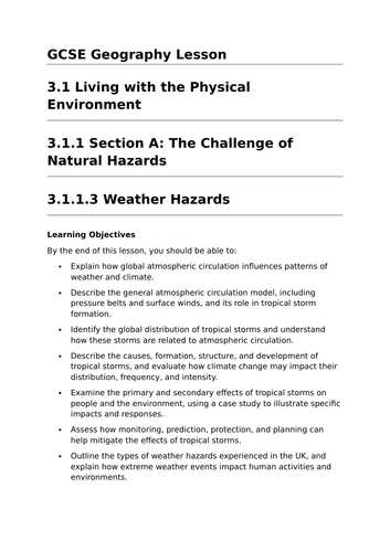 Weather Hazards - GCSE Geography Lesson | Teaching Resources