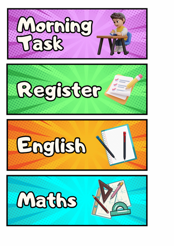 Cartoon style visual timetable cards | Teaching Resources Cartoon style visual timetable cards | Teaching Resources