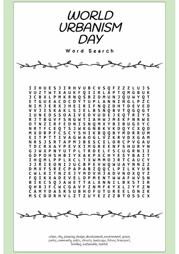 World Urbanism Day word search puzzle worksheet Activity | Teaching ...