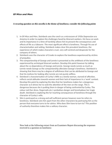 GCSE ENGLISH LITERATURE essay questions "Of Mice and Men" | Teaching ...