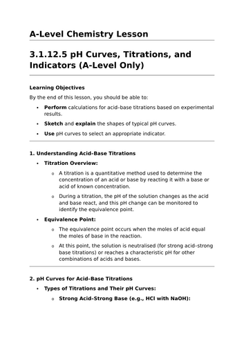 pH Curves, Titrations, and Indicators - A-Level Chemistry Lesson ...