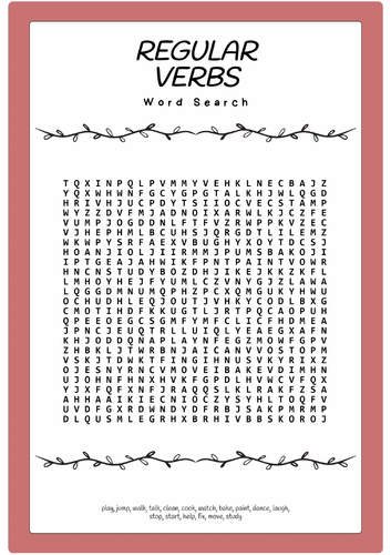 Regular Verbs Word Search Puzzle Worksheet Activity | Teaching Resources