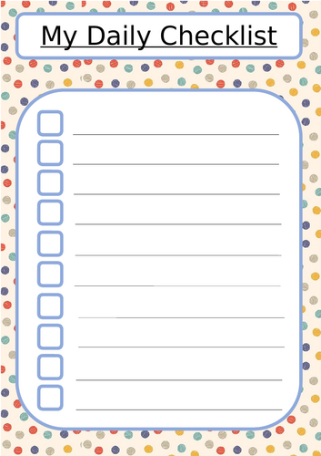 SEND Daily Checklist | Teaching Resources
