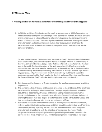 GCSE ENGLISH LITERATURE "Of Mice and Men" revision notes | Teaching ...