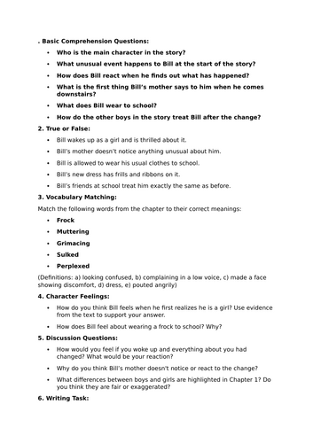 Bills new frock guided reading comprehension four weeks | Teaching ...