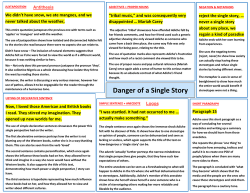 Edexcel IGCSE English Language - Danger of a Single Story - Analysis ...