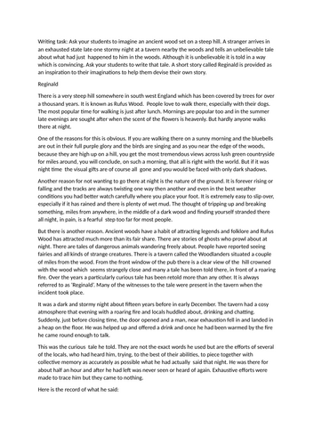 Writing task. An unbelievable thing happened in the woods | Teaching ...