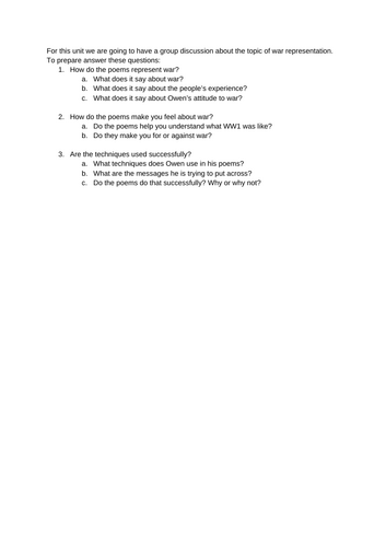 S2 War Poetry - Wilfred Owen | Teaching Resources