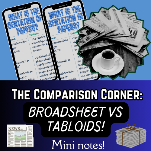 IGCSE Comparisons of Broadsheet vs Tabloid Newspapers: Concise Lesson ...