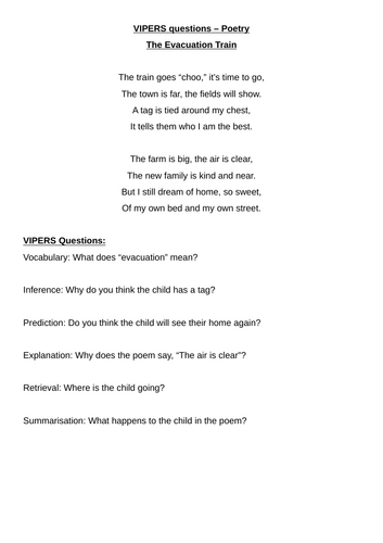 Reading VIPERS - World War Two (Poetry) | Teaching Resources