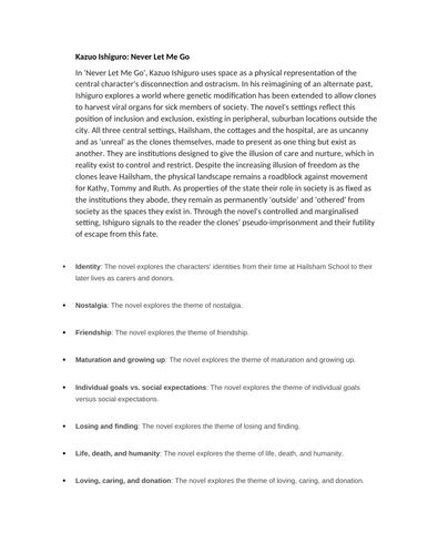 Kazuo Ishiguro "Never Let Me Go" English Literature GCSE exam questions ...