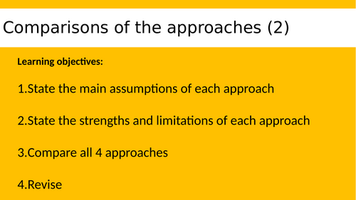 A Level Psychology - Comparing the approaches | Teaching Resources