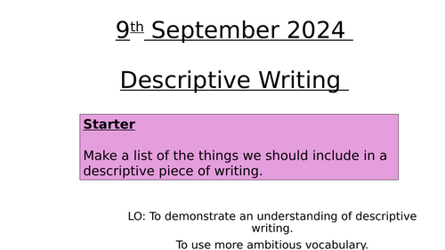 Descriptive Writing - KS4 GCSE (Full) | Teaching Resources