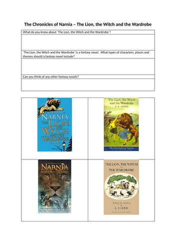 English Comprehension KS3 Narnia Lion The Witch and The Wardrobe The ...