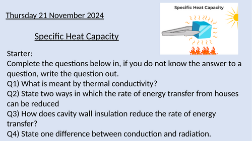 GCSE Physics Specific Heat Capacity: Complete Lesson | Teaching Resources