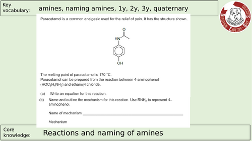 A Level Chemistry Amines Lessons 1 and 2 | Teaching Resources
