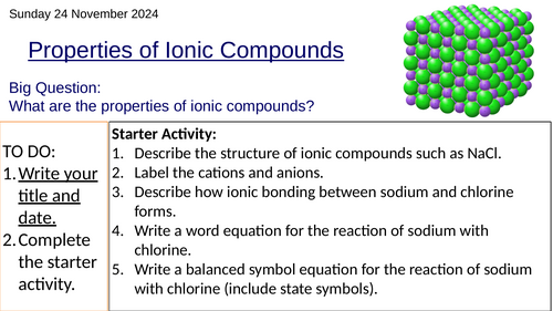 GCSE Properties of Ionic Compounds | Teaching Resources