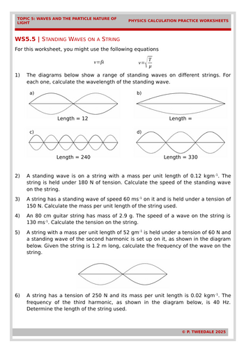 Waves: Standing Wave Calculations | Teaching Resources