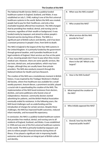 NHS Homework task | Teaching Resources NHS Homework task | Teaching Resources