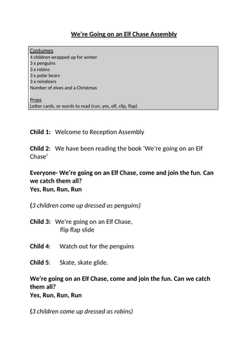 Elf Assembly- We're Going on an Elf Chase | Teaching Resources