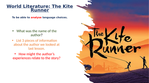 Kite Runner: Language Analysis Lesson | Teaching Resources