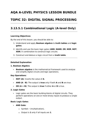 DIGITAL SIGN PROCESSING - Complete Lesson Bundle for AQA A-Level Physics | Teaching Resources