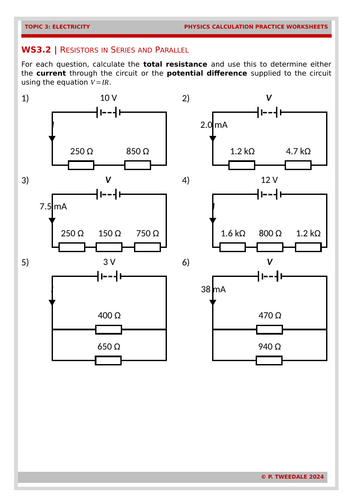 Electricity: Resistors in Series and Parallel Calculations | Teaching ...