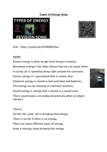 Types of Energy Song | Teaching Resources