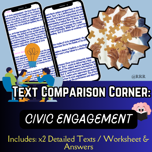Civic Engagement: Compare & Contrast Two Texts with Worksheet & Answers ...