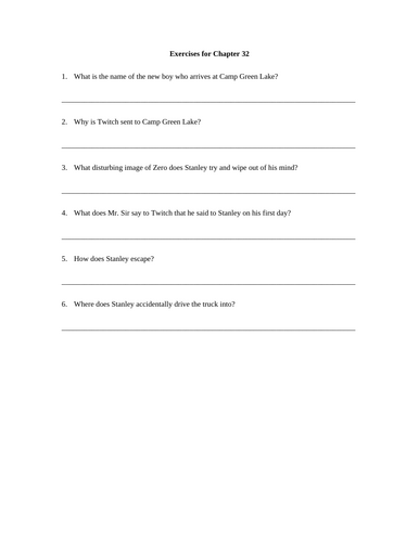 Holes by Louis Sachar Exercises for Chapter 32 (with answers ...