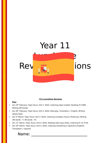 GCSE Spanish Revision Booklet | Teaching Resources