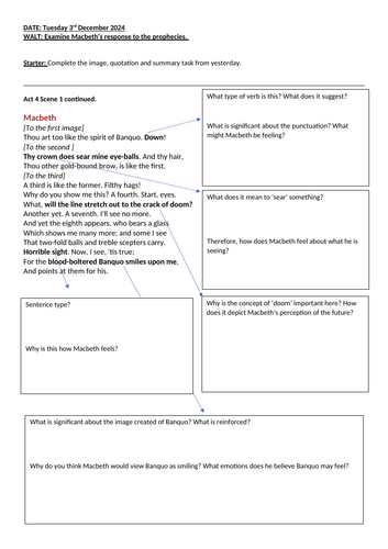 Macbeth Act 4 worksheets | Teaching Resources